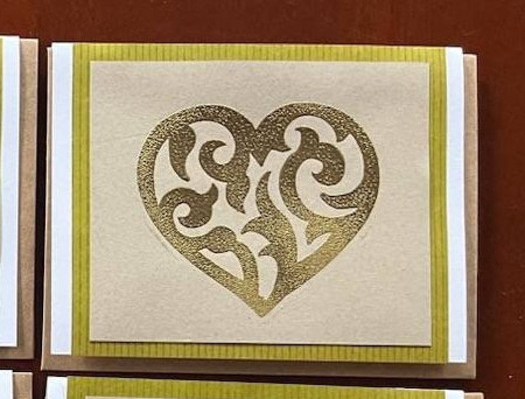 Handmade Greeting Cards With a Gold Thermography Heart Design on the ...