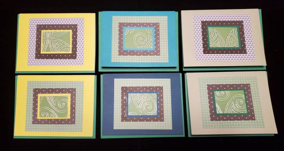 Set of Six Handmade Greeting Cards, With a Paper Collage on the Front ...