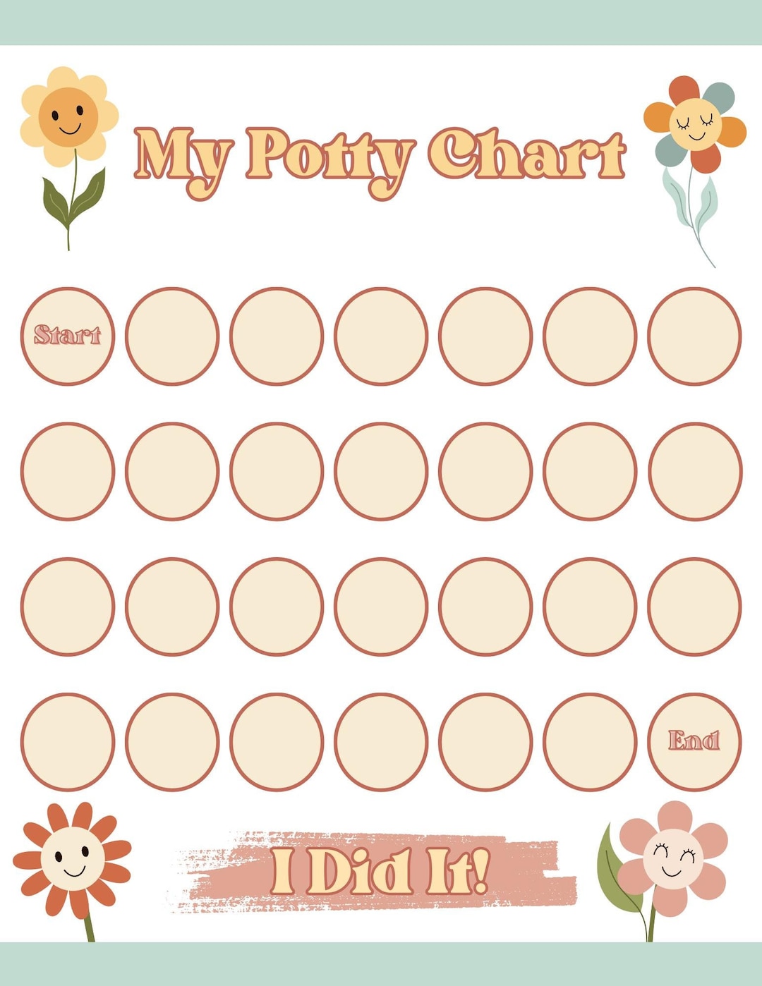 PRINTABLE Potty Chart for Toddler | Flower Sticker Chart for Potty ...