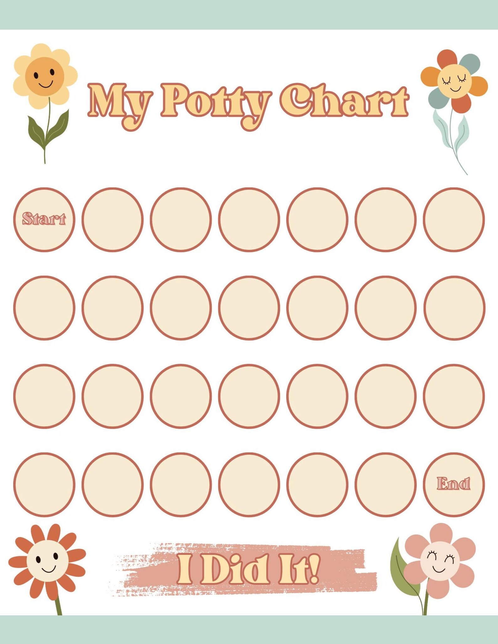 PRINTABLE Potty Chart for Toddler | Flower Sticker Chart for Potty ...