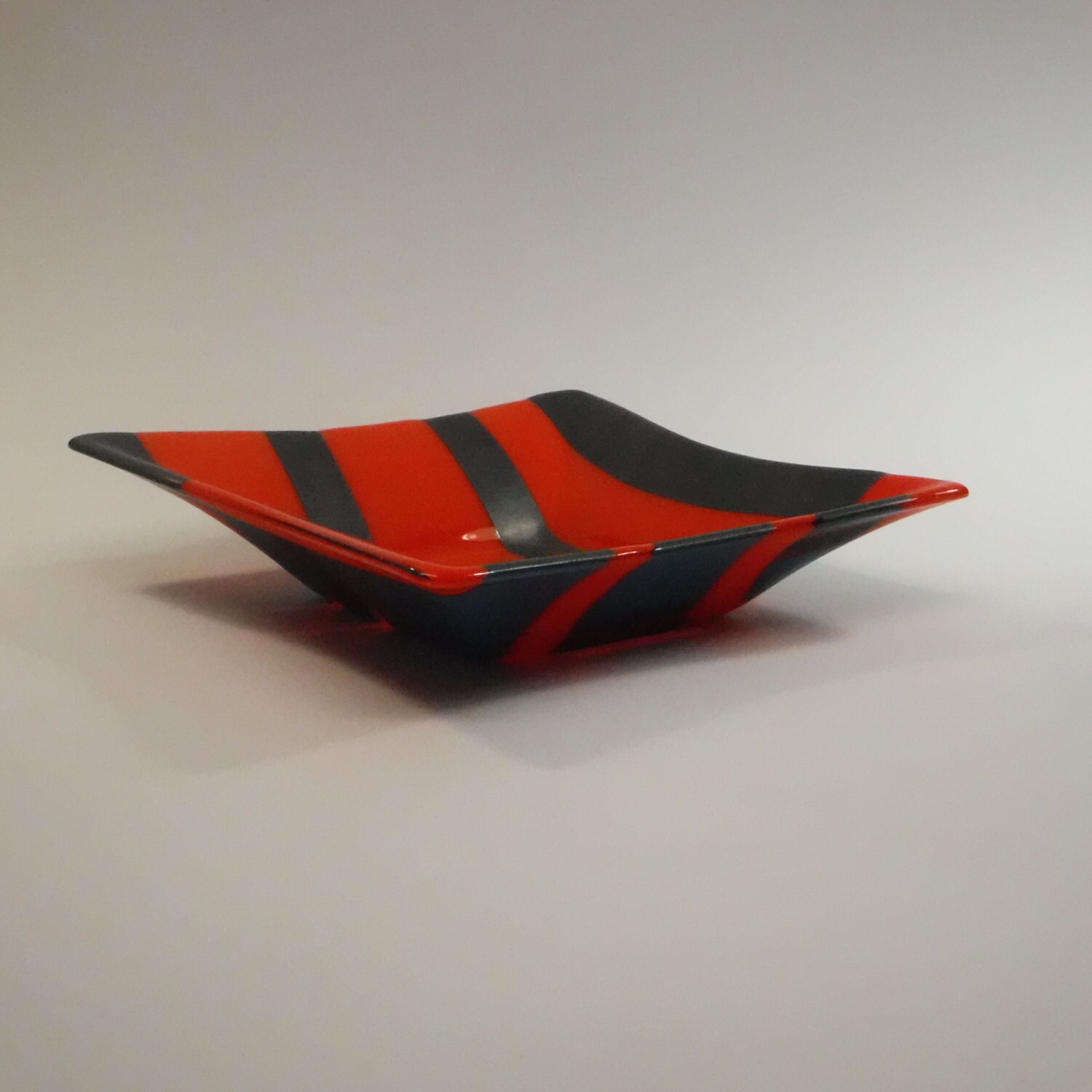 Steel Blue Retro Square Bowl - Etsy