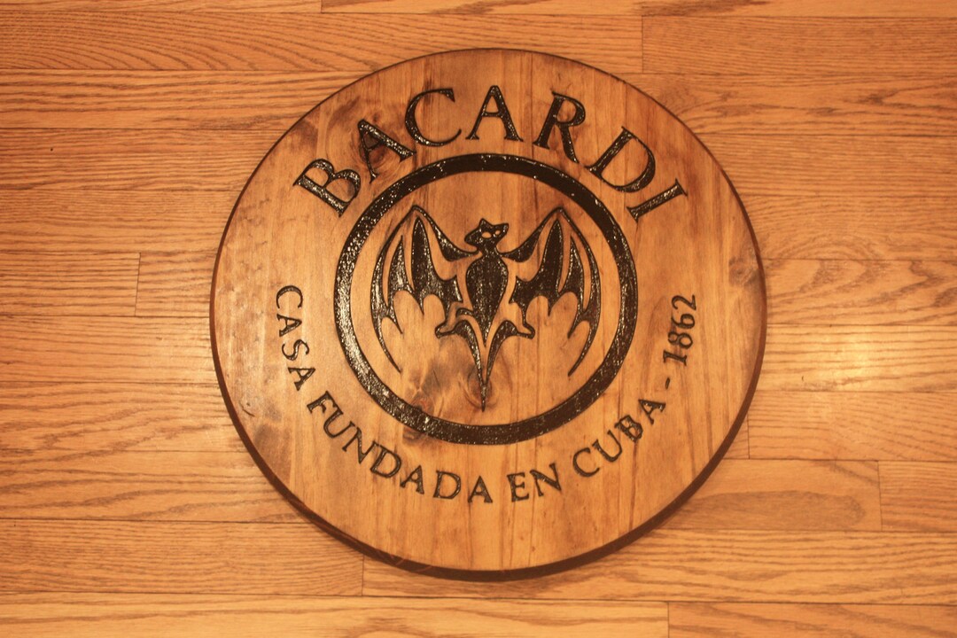 Wooden Bacardi Rum Round CNC Engraved Sign - Etsy