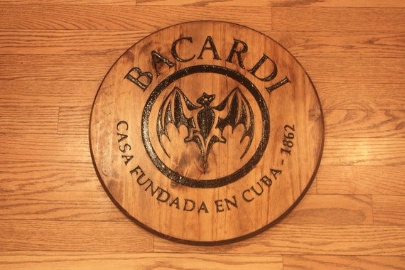Wooden Bacardi Rum Round CNC Engraved Sign | Etsy