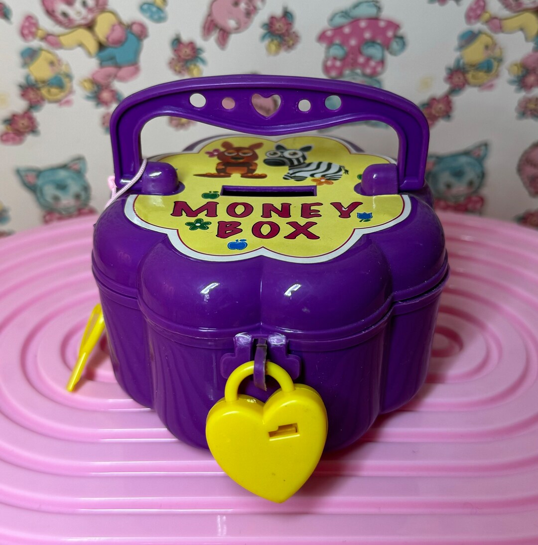 Vintage Flower Money Box With Lock and Key - Etsy