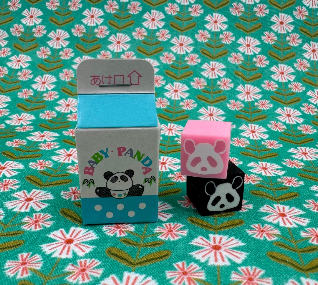 Vintage Blue Hinodewashi Showa Retro baby Panda Erasers From Japan - Etsy