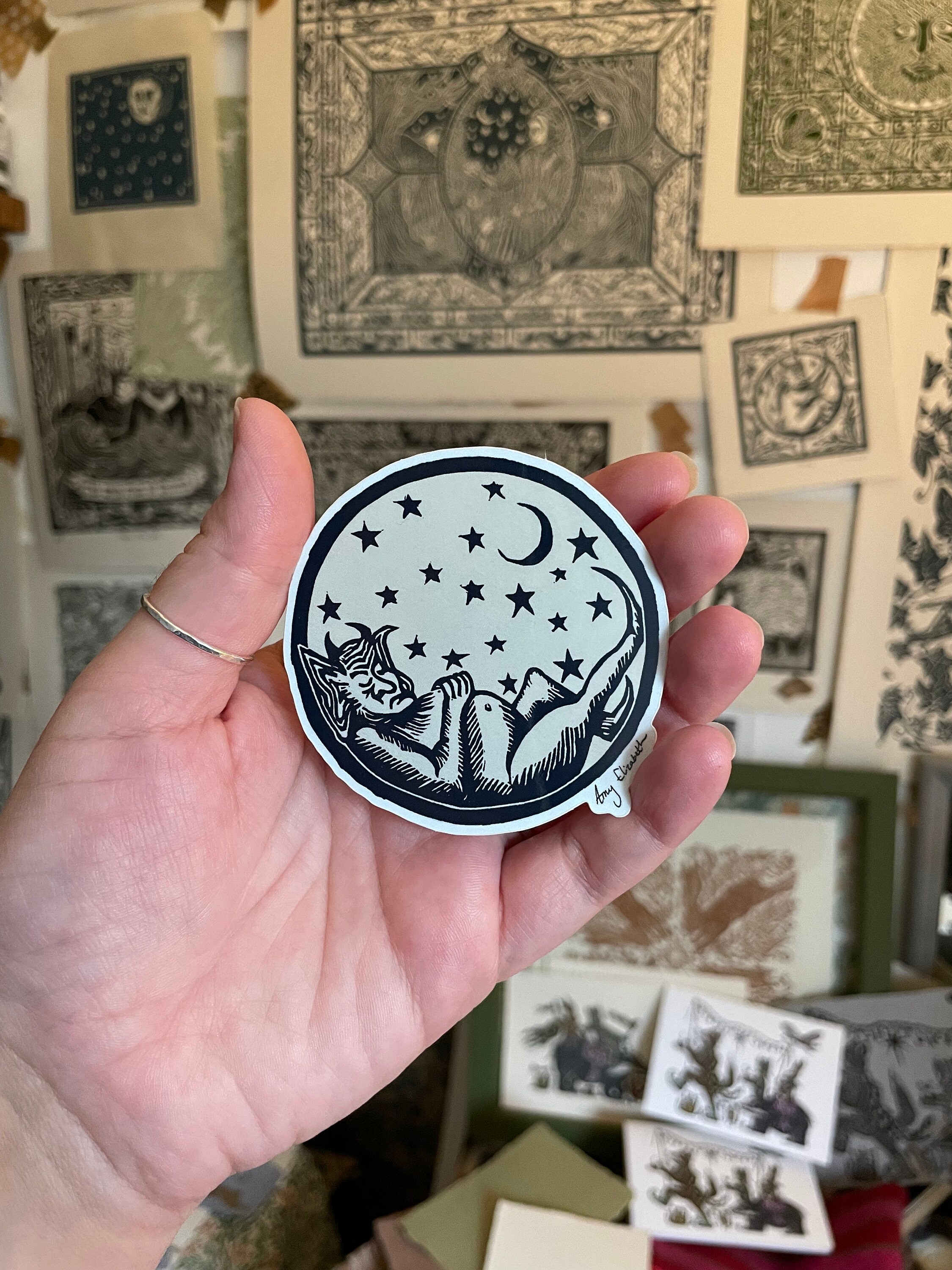 Sticker Pack - 5 X Vinyl Stickers - Made From Images of My Lino Prints ...