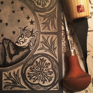 The Sleeping Gargoyle Original Lino Print Inspired by Medieval Stained ...