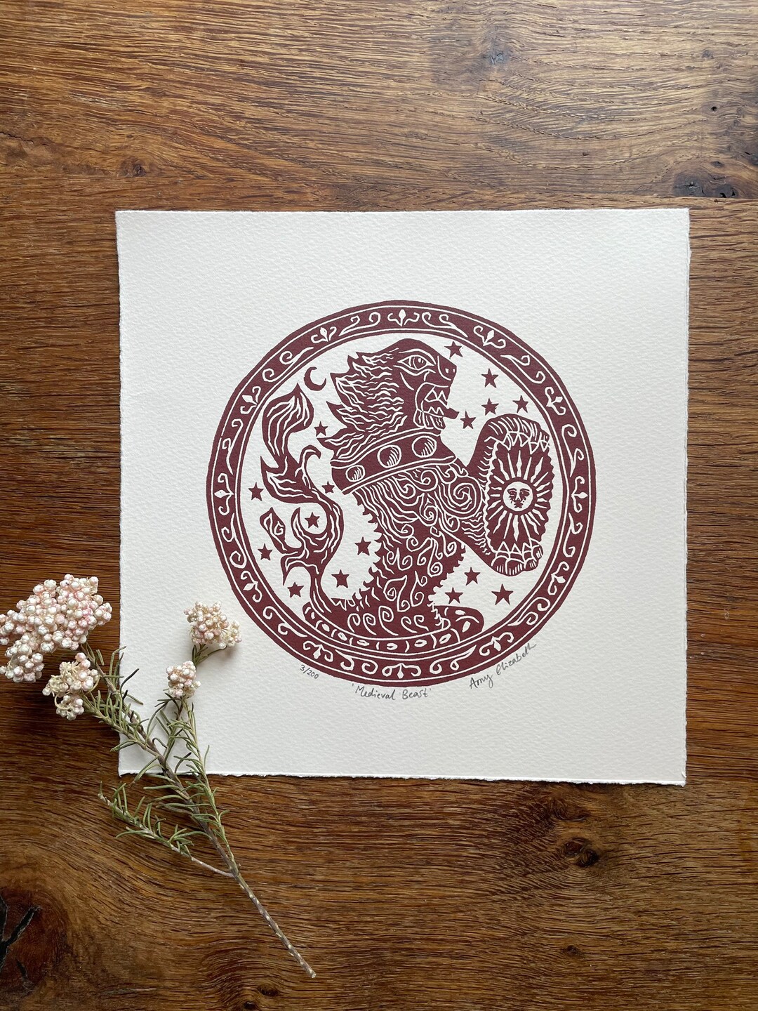 Medieval Beast - Original Lino - Limited Edition - Etsy UK