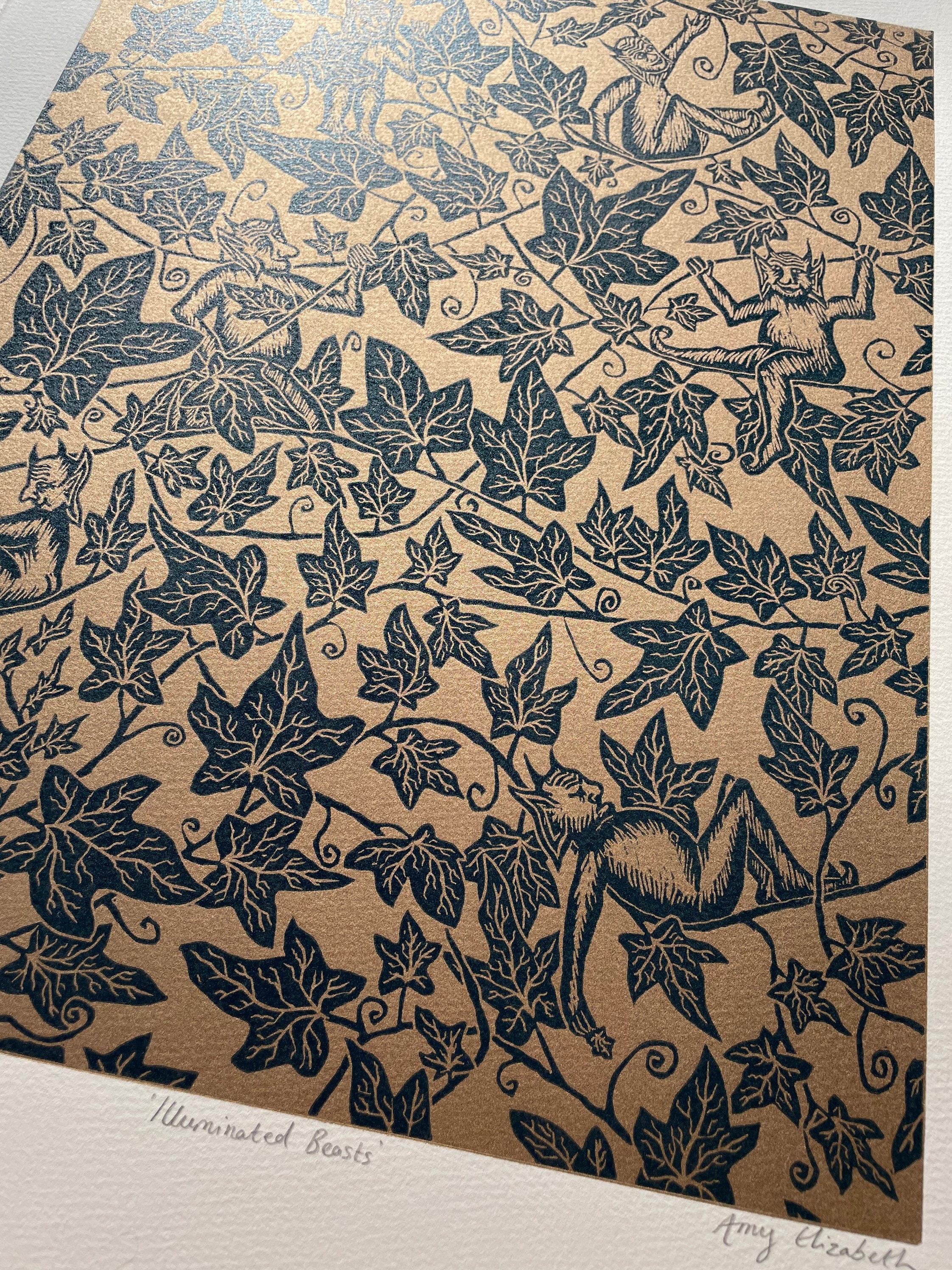 Illuminated Beasts - Original Lino Print - Limited Edition of 16 - Etsy UK