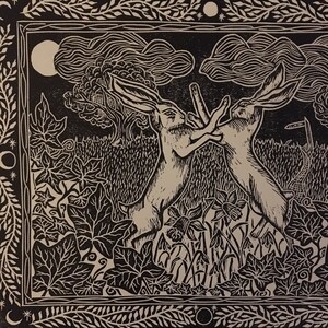 A March Night - Original Lino Print of Boxing Hares - Limited Edition ...