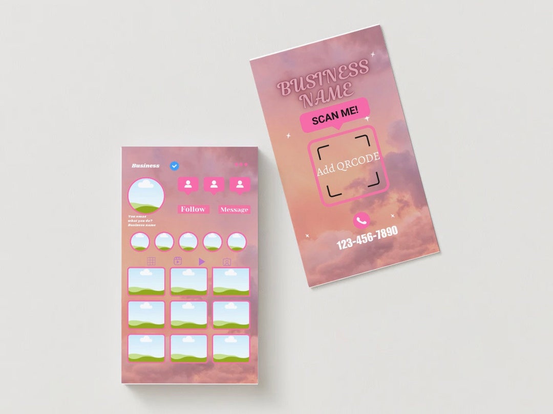 Pink Insta Business Card - Etsy