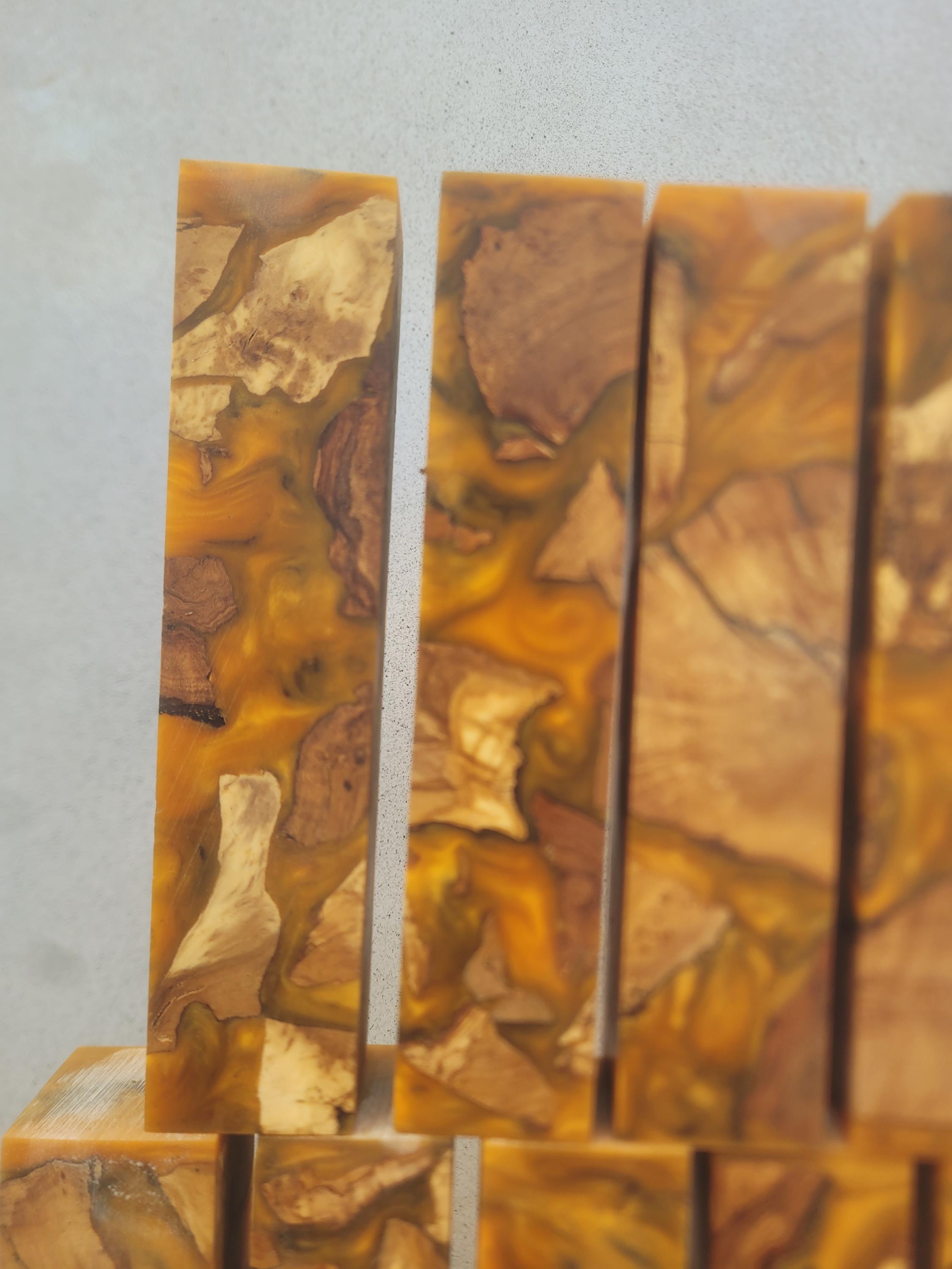 6" X 1-1/4" X 1-1/4" * Olive Burl & Epoxy Hybrid Turning Blank * Duck ...