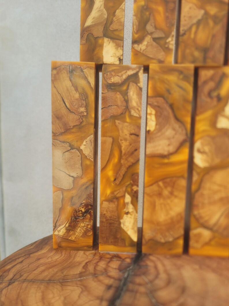 6" X 1-1/4" X 1-1/4" * Olive Burl & Epoxy Hybrid Turning Blank * Duck ...