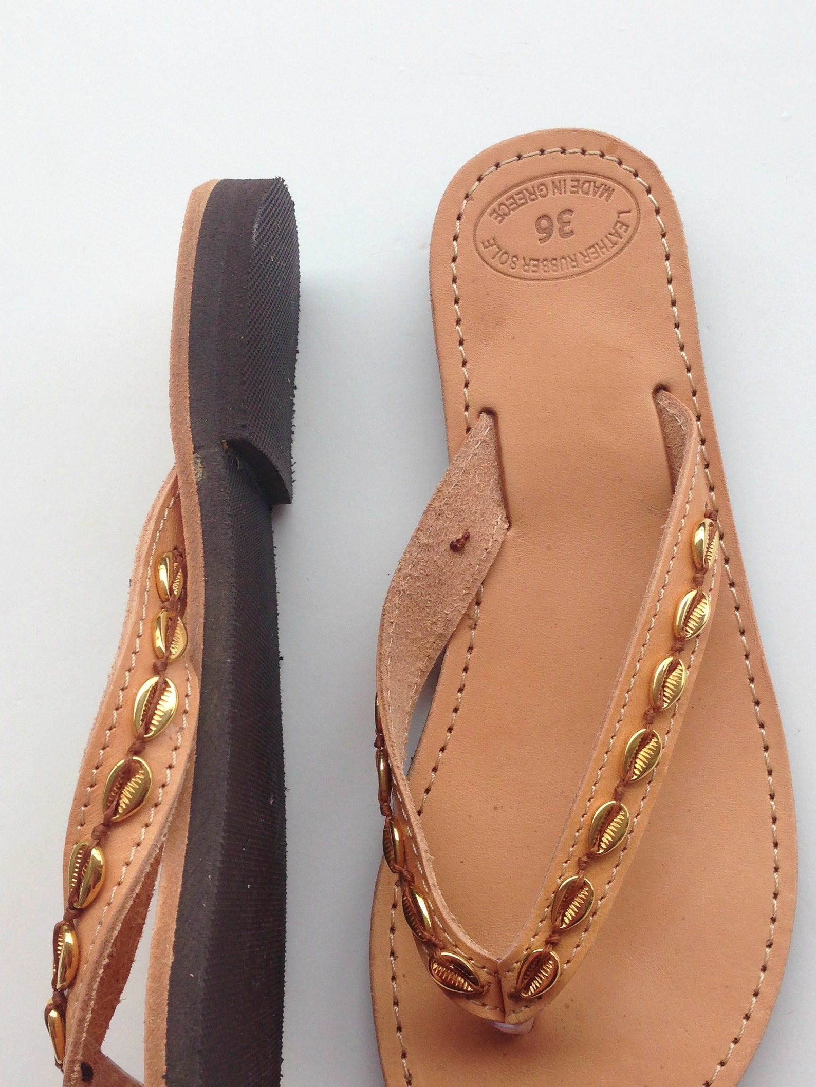 Sea Shell Sandals Boho Sandals Flip Flops Leather Flip - Etsy