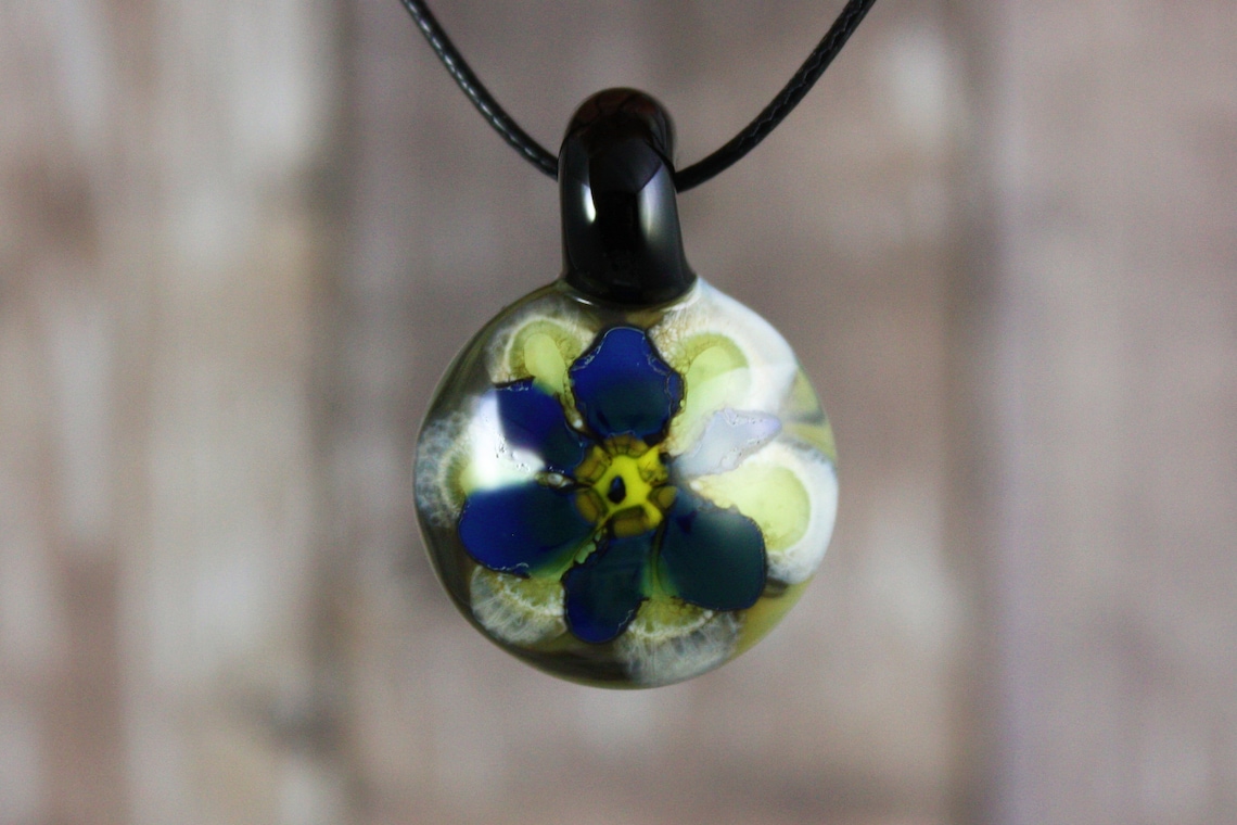 Flower Pendant Flower Necklace Glass Pendant Necklace | Etsy