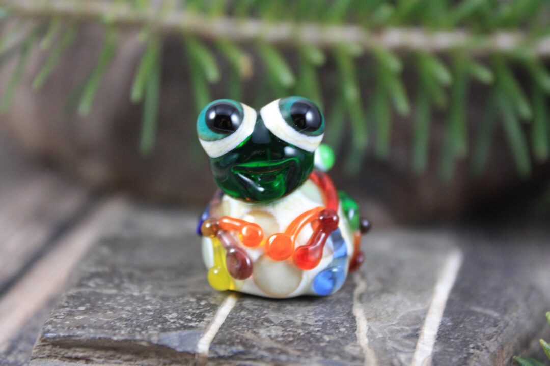 Rainbow Frog, Glass Miniature, Frog Art, One of a Kind Art, Terrarium ...