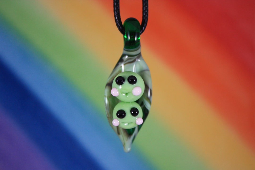 Two Peas in a Pod Necklace, 2 Peas in a Pod, Glass Pendant Necklace ...