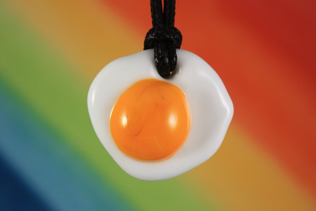 Egg Necklace Fried Egg Necklace Egg Pendant Cracked Egg Necklace Glass Egg Glass Egg