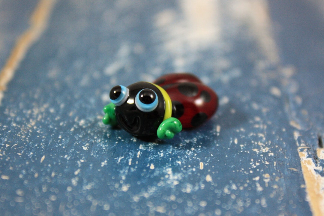 Earthy Friends, Glass Ladybug, Fairy Garden, Terrarium Figurines, Glass ...