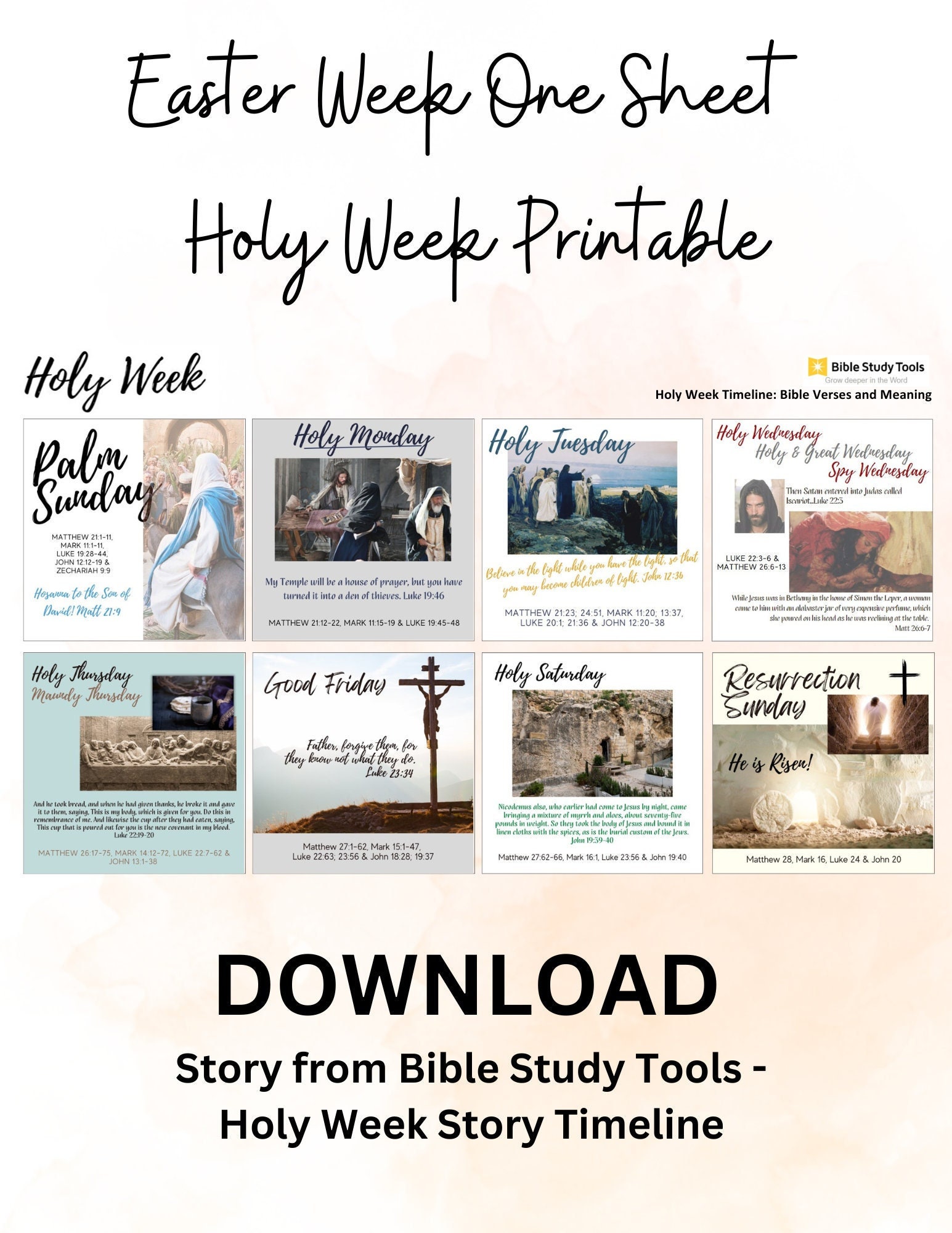 Easter Week Timeline One Sheet Holy Week Timeline Easter Week Timeline ...