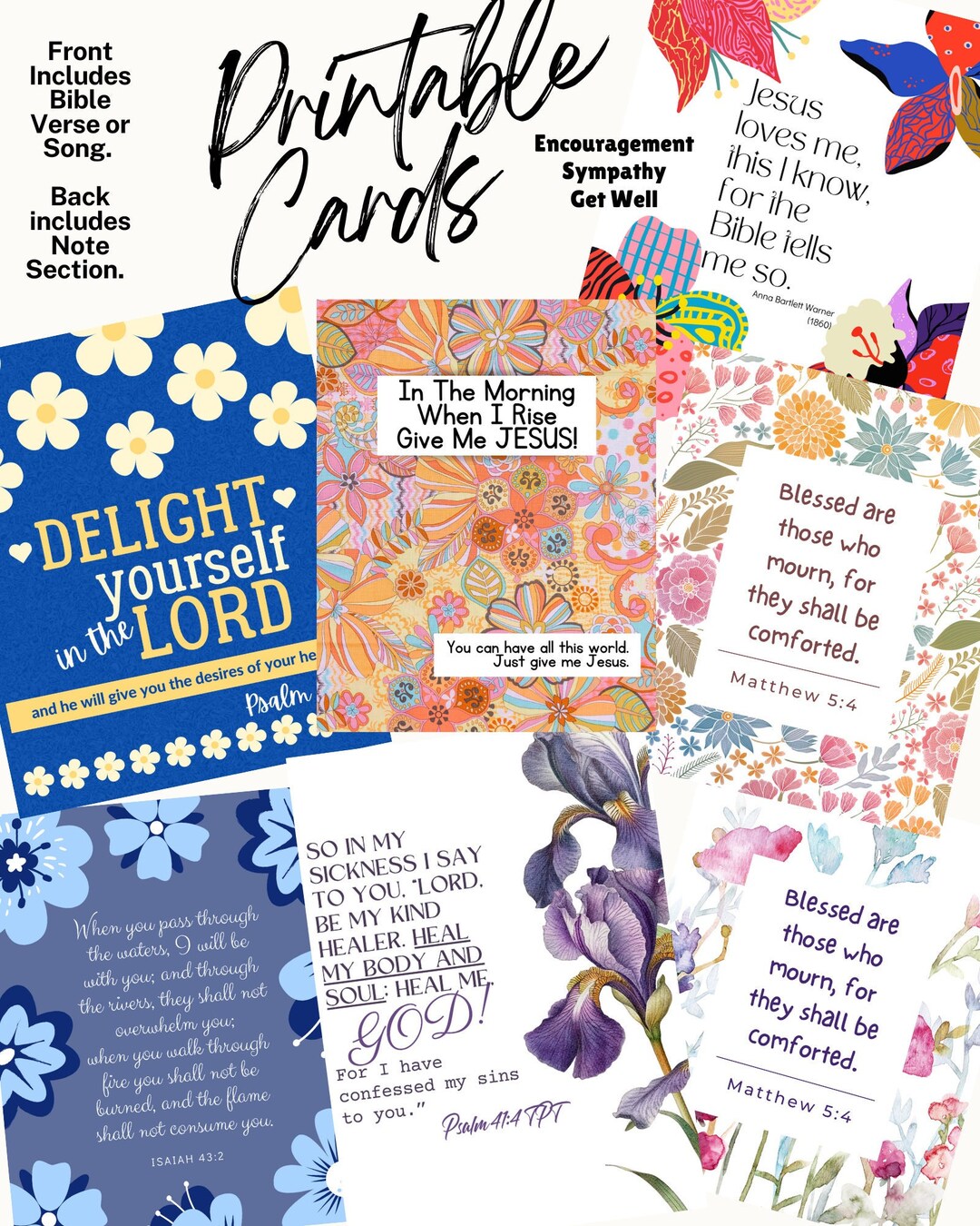 Printable Christian Cards (7 Versions/2 Share Same Verse), DOWNLOADABLE ...