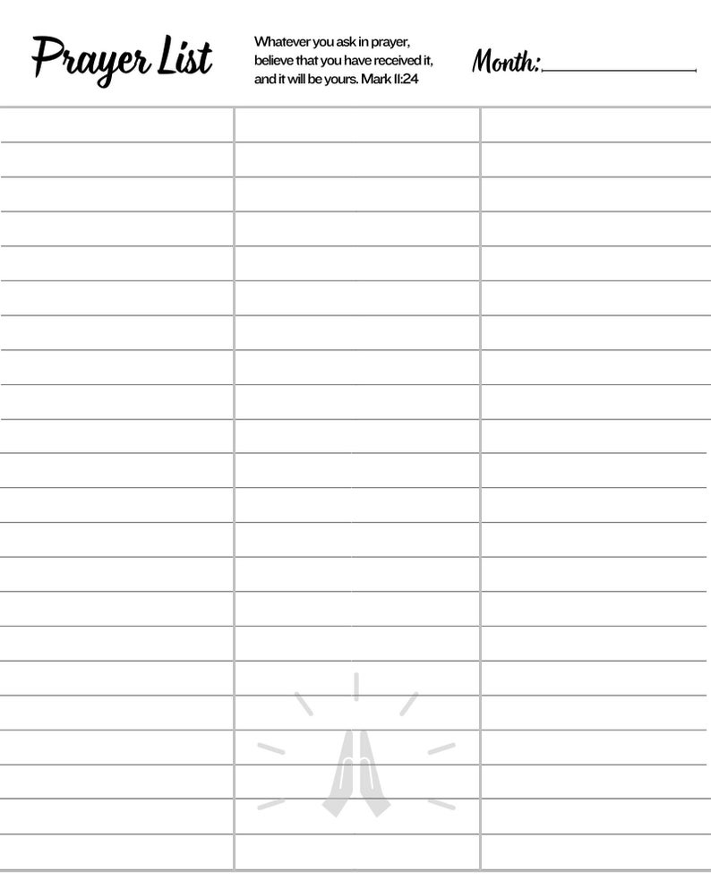 Printable Prayer List, Bible Journaling Prayer List, Prayer, Prayer ...