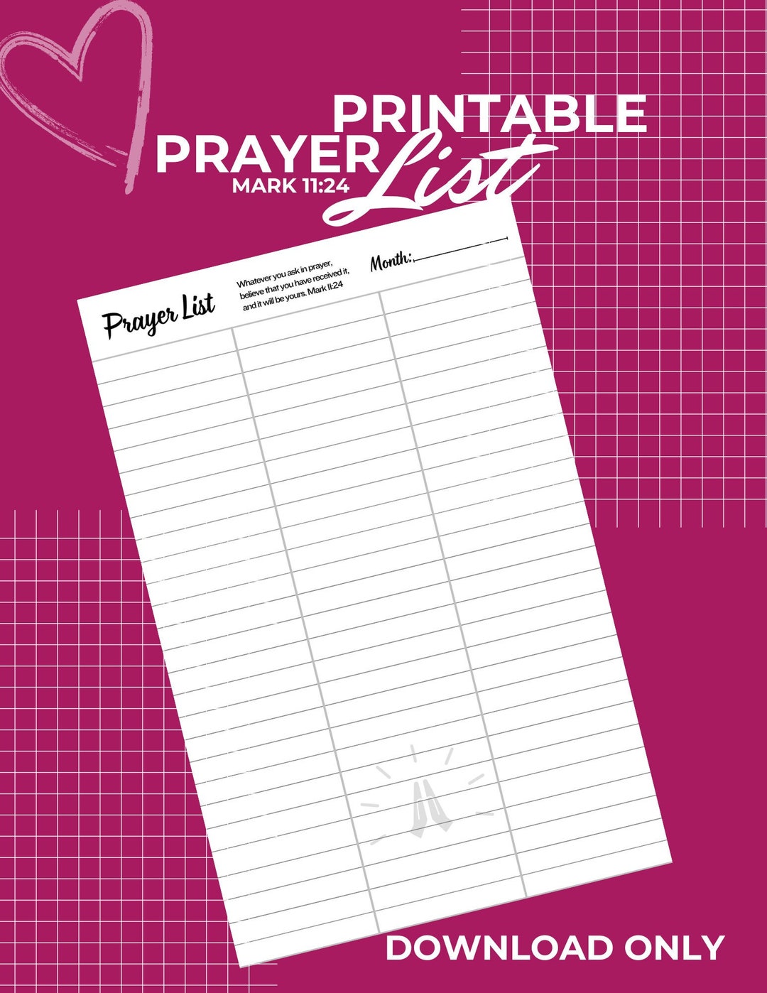 Printable Prayer List, Bible Journaling Prayer List, Prayer, Prayer ...