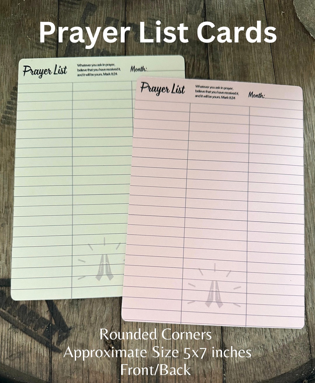 Prayer List Cards 20 Total Christian Prayer Card Set 5x7 Cards ...