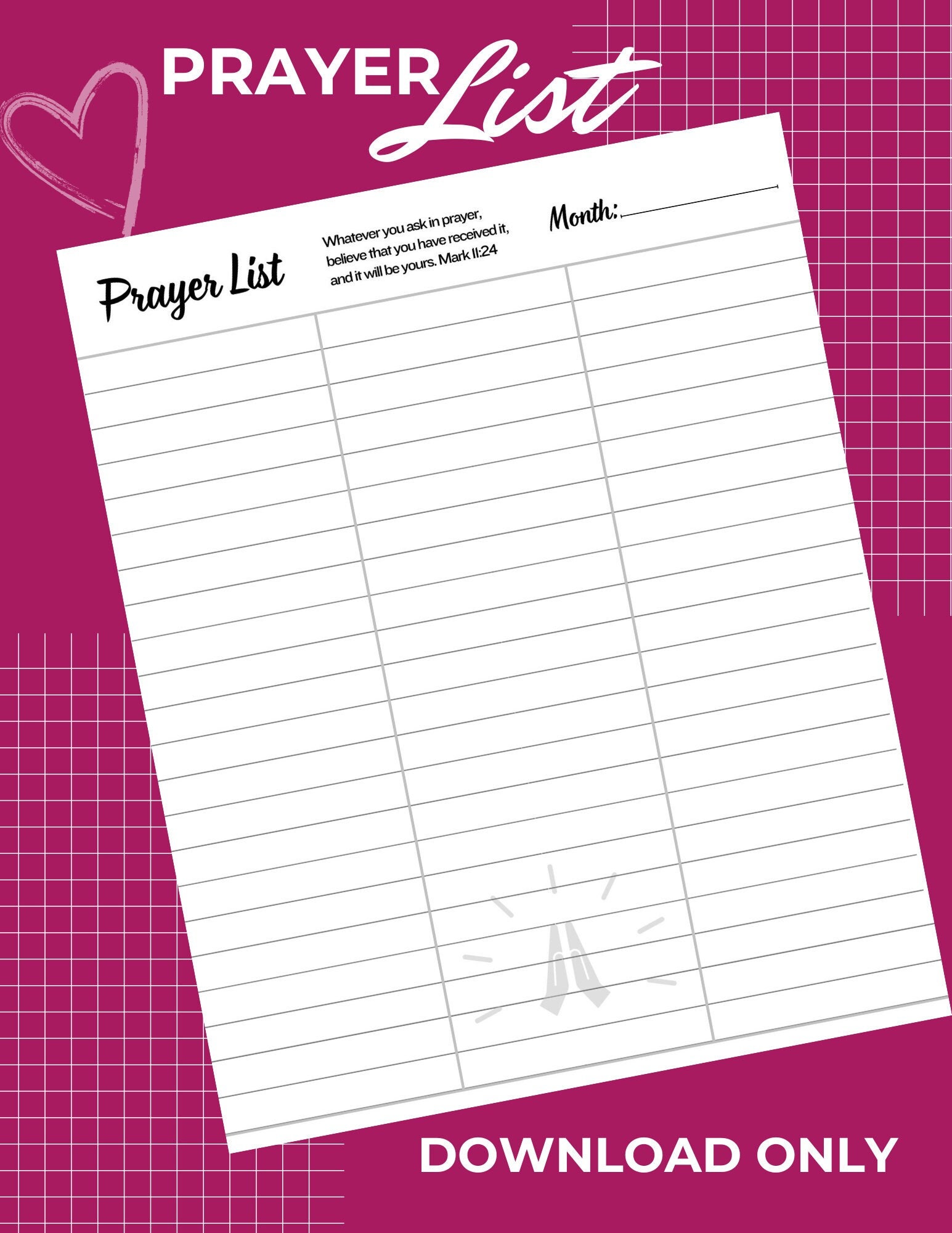 Printable Prayer List, Bible Journaling Prayer List, Prayer, Prayer ...