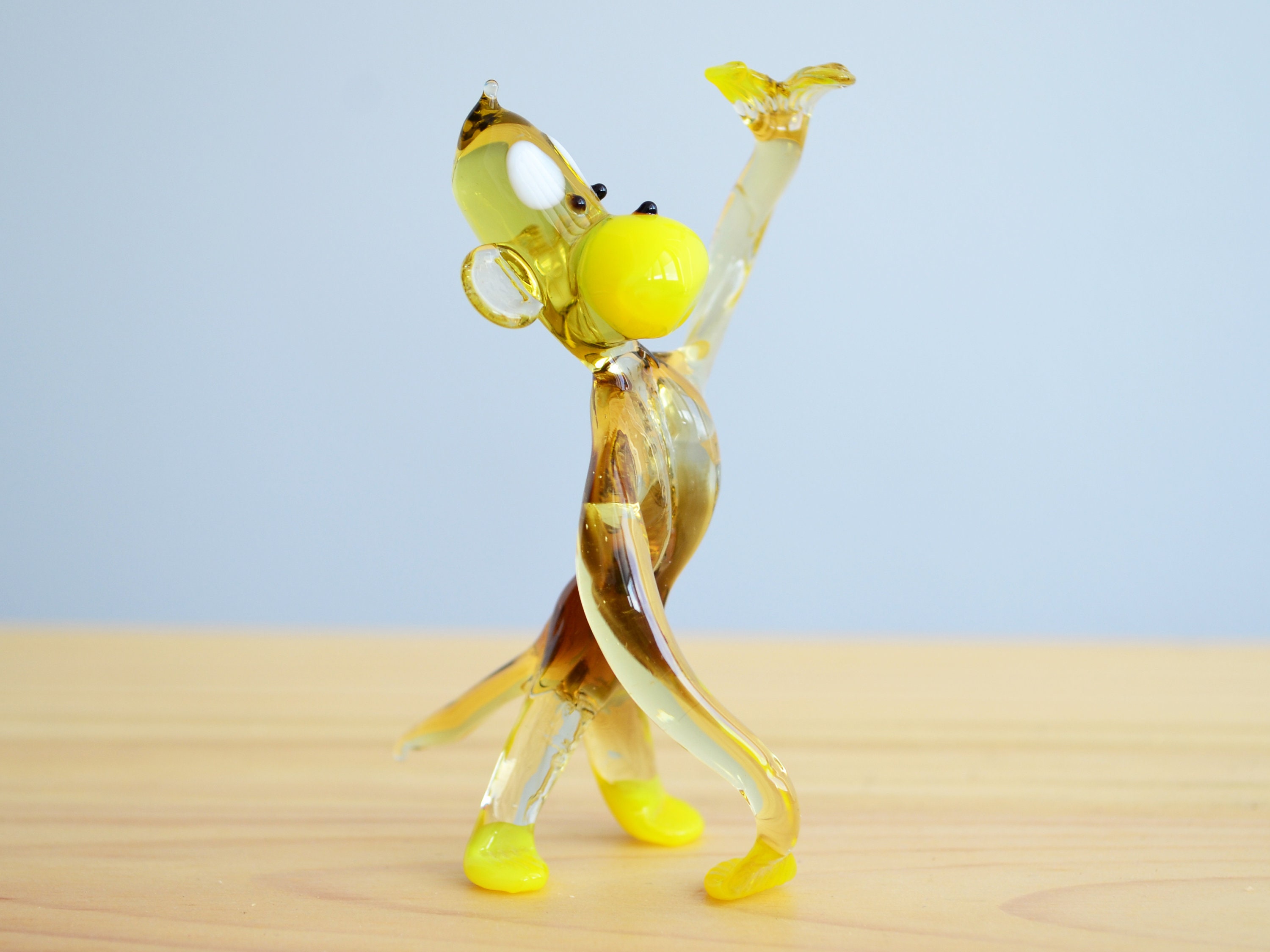 Glass Monkey Figurine Yellow Glass Monkey Animal Collectible - Etsy