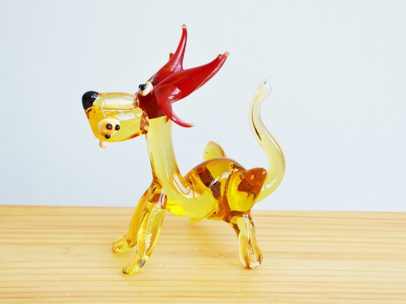 Blown Glass Lion Figurine Yellow Glass Lion Sculpture Glass - Etsy