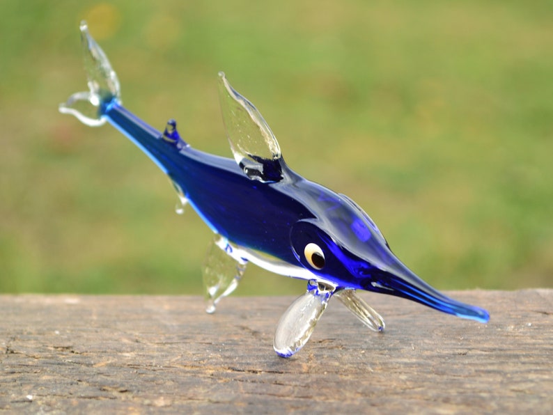 Blue Glass Fish Figurine Animals Glass Desk Decoration Fish | Etsy