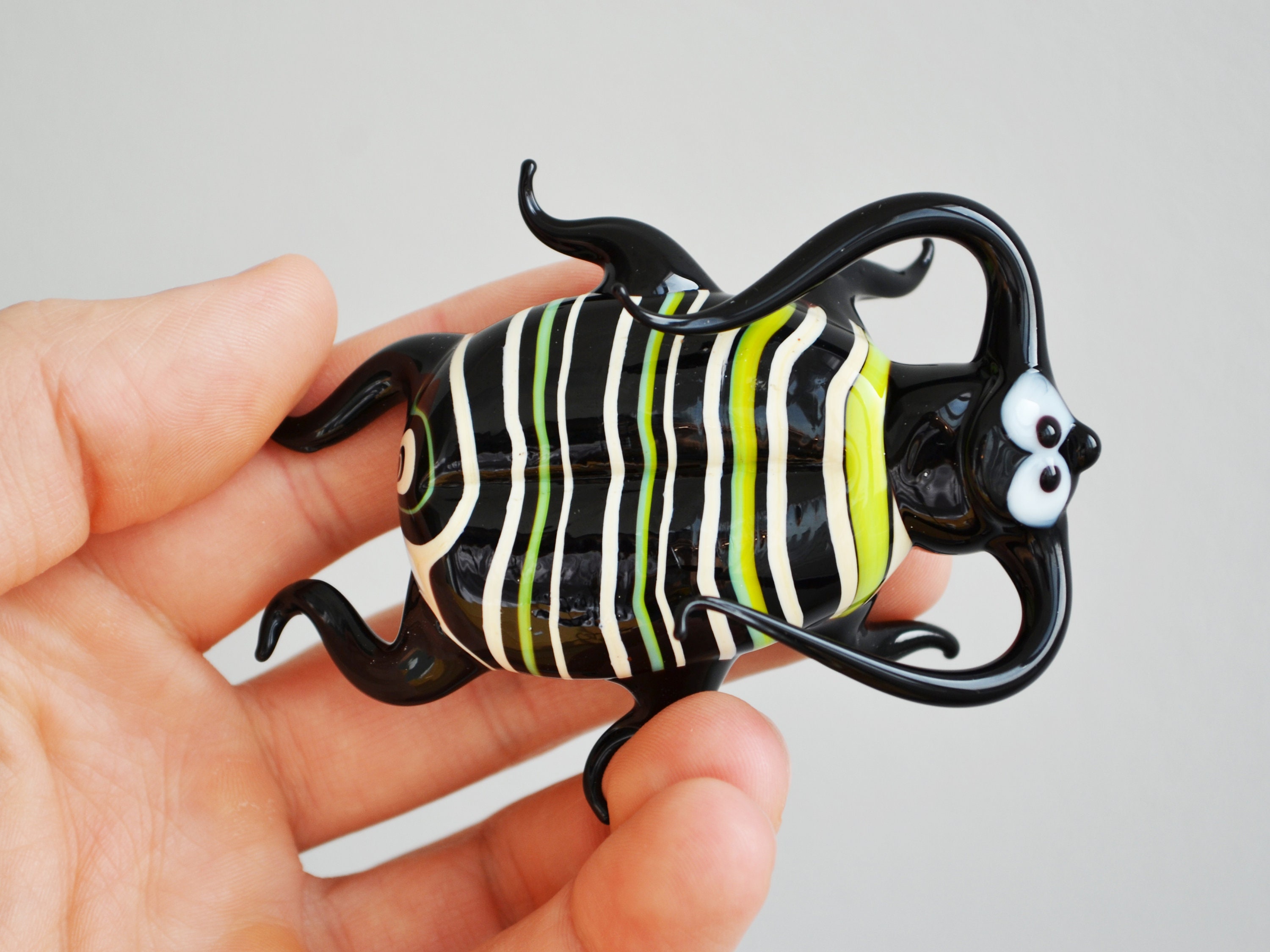 Black Glass Bug Figurine Glass Bug Miniature Art Glass Blown - Etsy