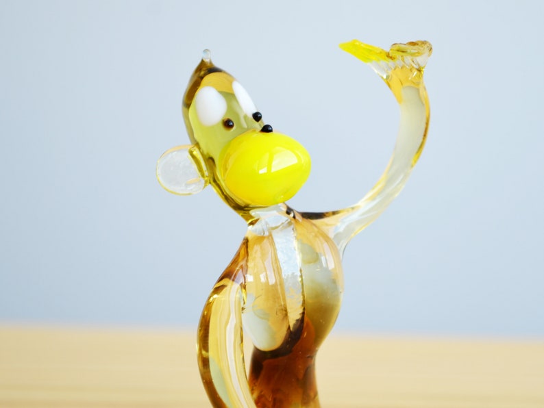 Glass Monkey Figurine Yellow Glass Monkey Animal Collectible - Etsy