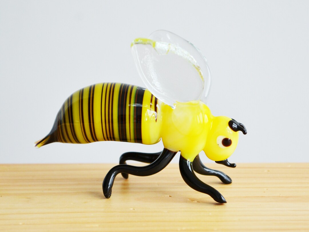 Art Glass Wasp Figurines Yellow Glass Wasp Sculpture Blown Wasp Statue ...