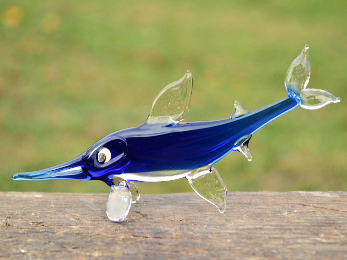 Blue Glass Fish Figurine Animals Glass Desk Decoration Fish | Etsy