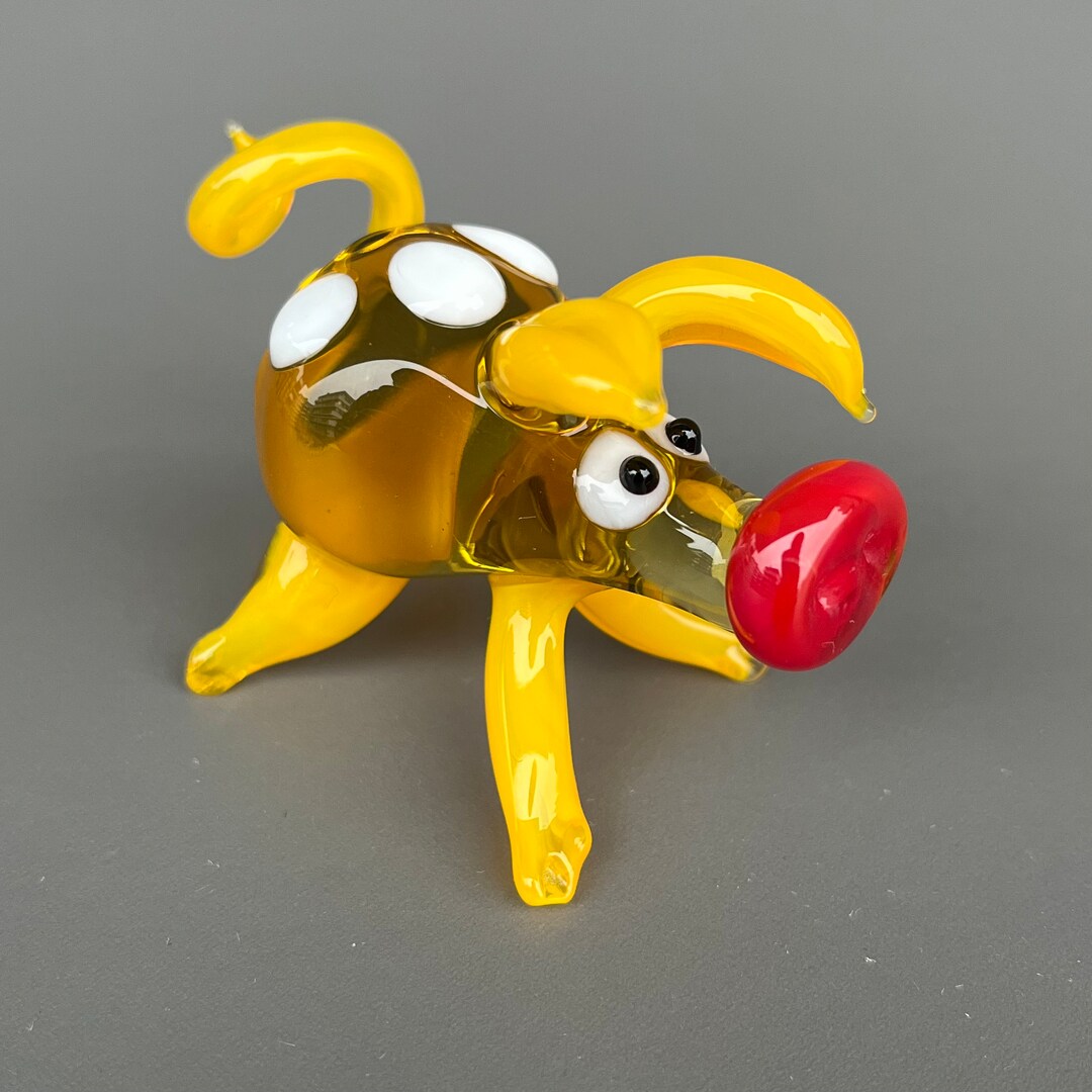 Yellow Glass Pig Figurine Animals Glass Pig Miniature Art Glass Pigs ...
