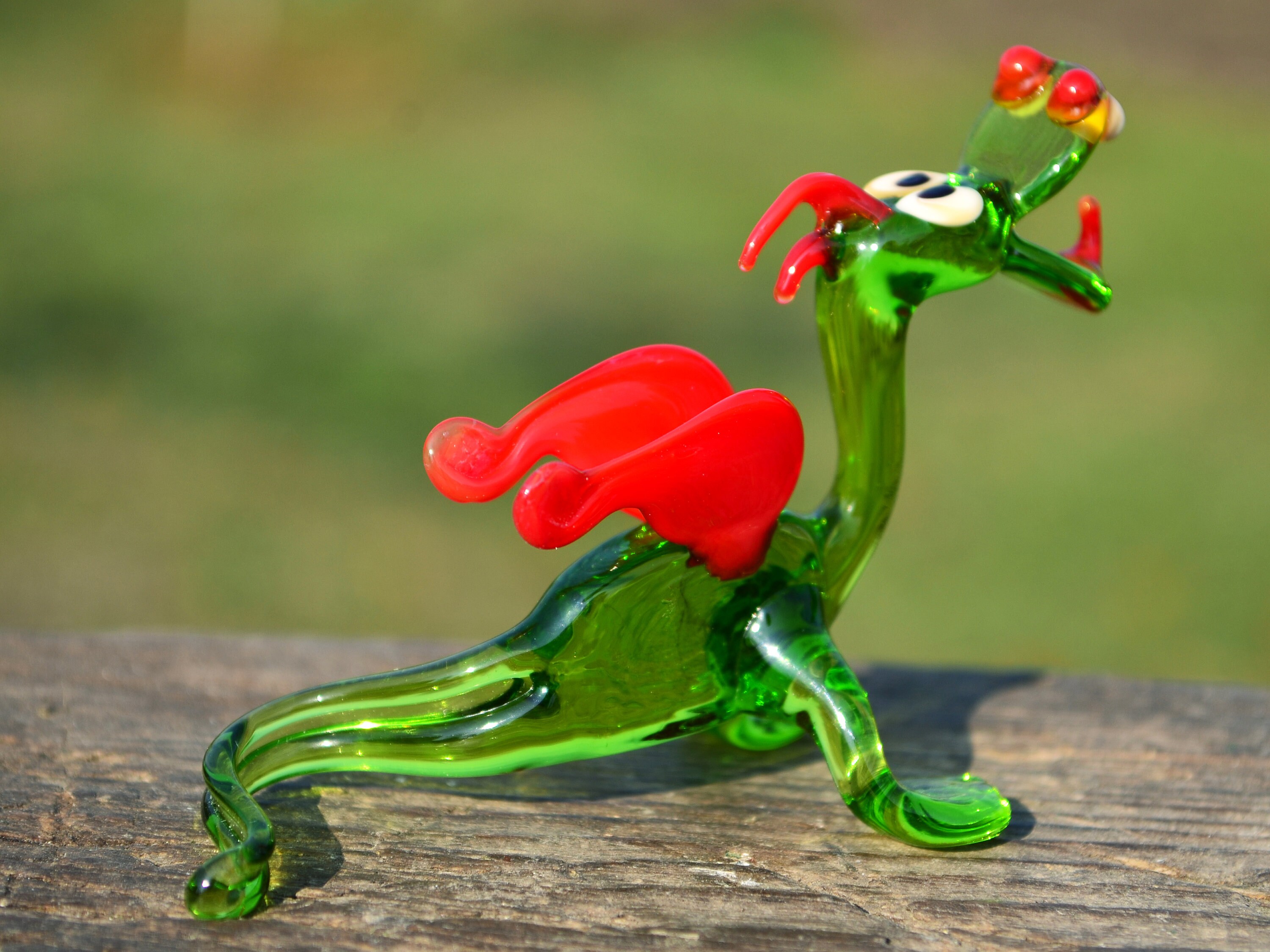 Green Glass Dragon Figurines Small Sculpture Miniature Artisan | Etsy
