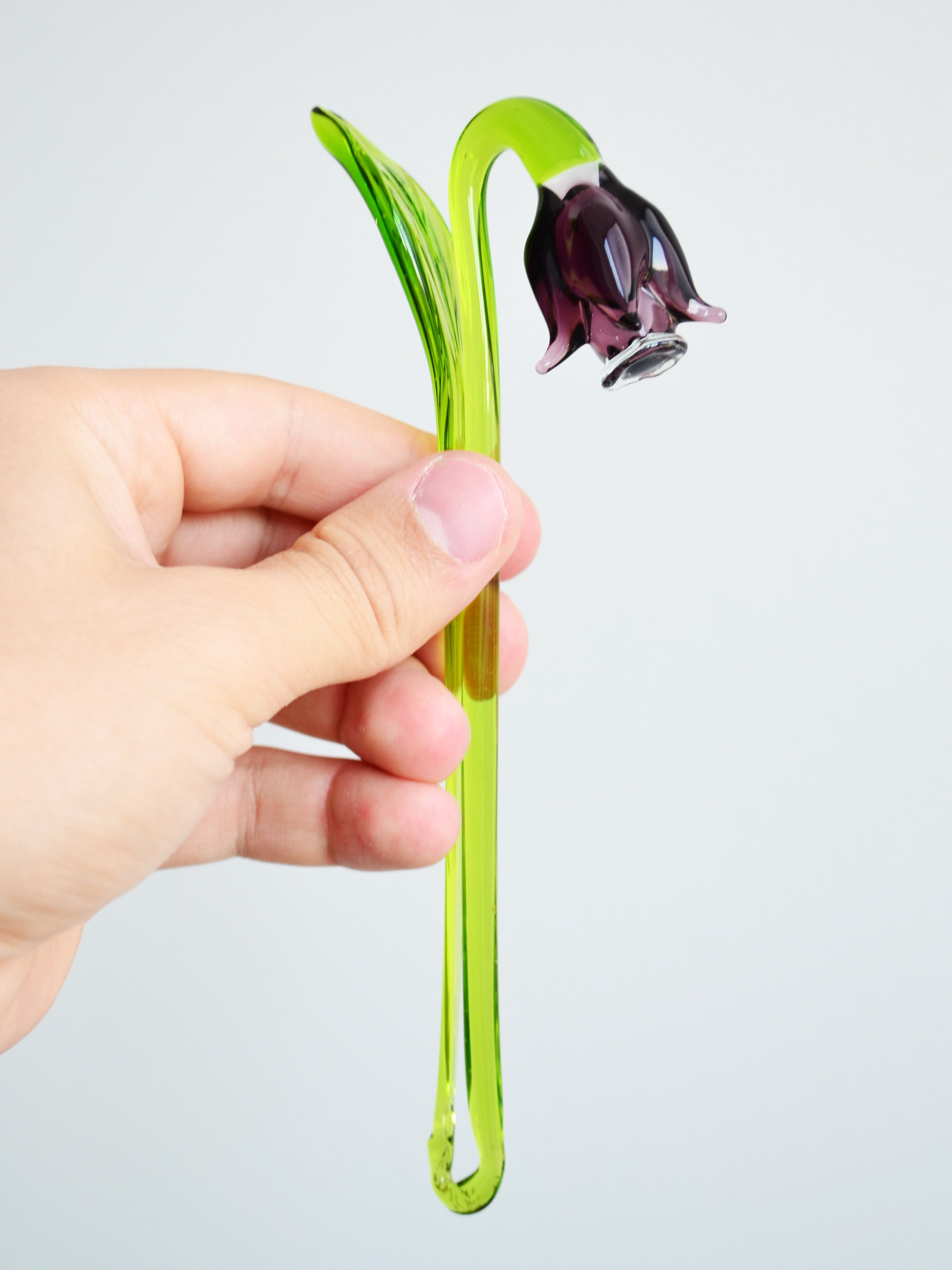 Purple Glass Bell Flowers Figurine Blown Flower Sculpture | Etsy