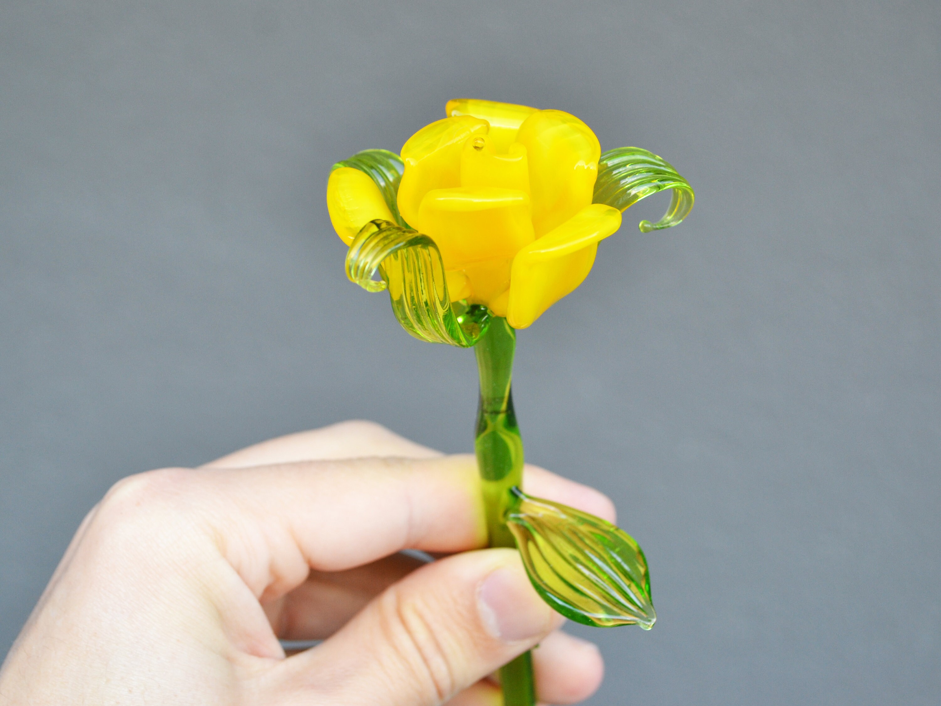 Yellow Glass Rose Yard Glass Flower Rose Colored Glass - Etsy