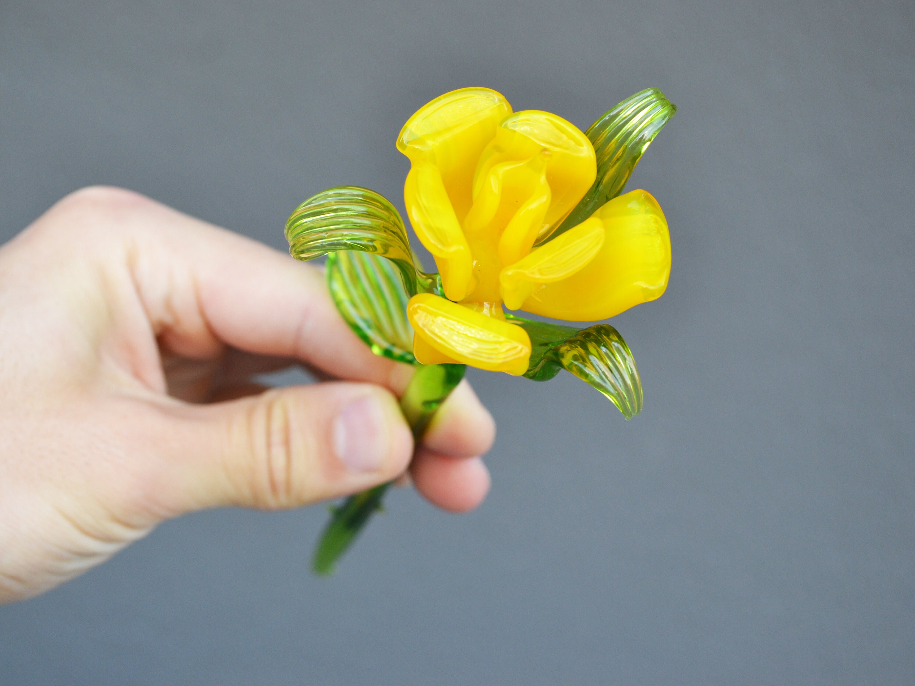 Yellow Glass Rose Yard Glass Flower Rose Colored Glass - Etsy