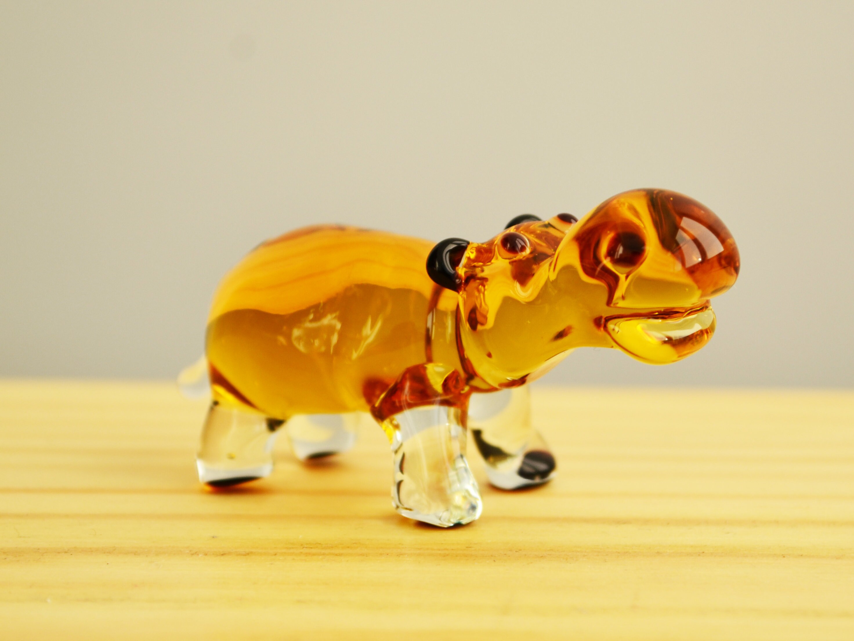 Yellow Glass Hippopotamus Figurine Animals Hippo Sculpture Art | Etsy