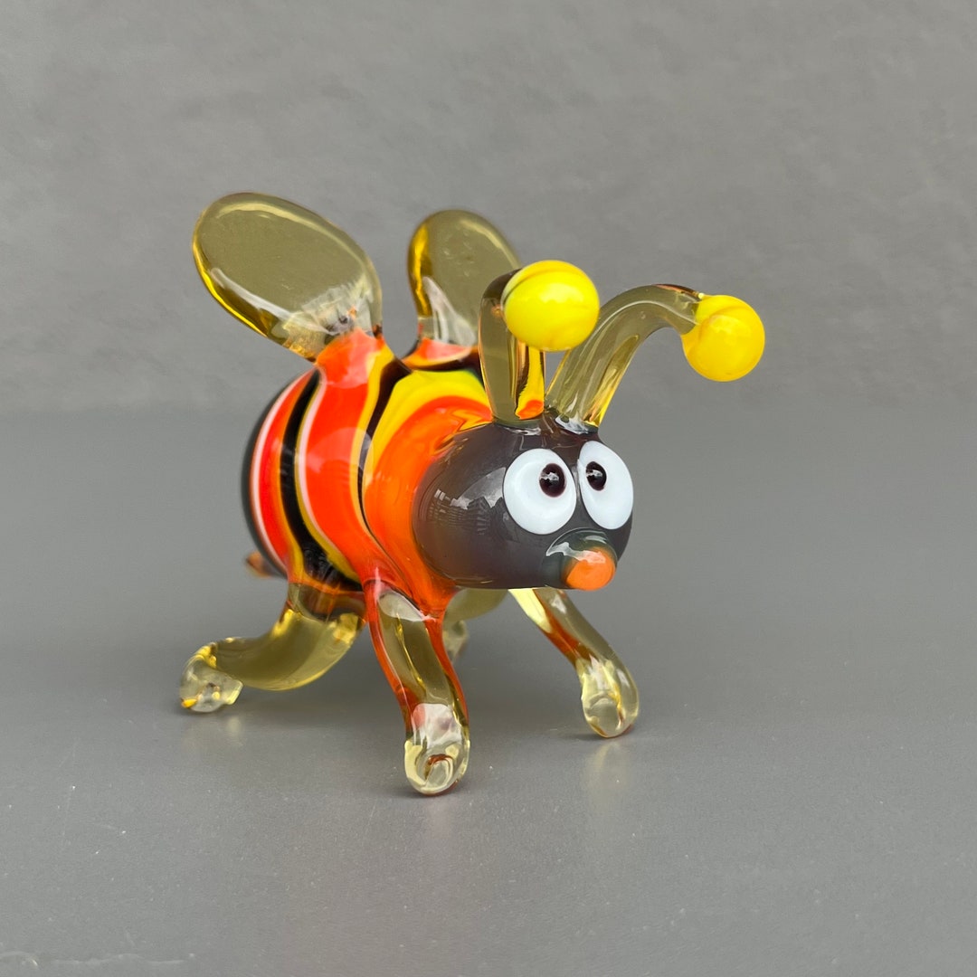 Glass Bee Figurines Collectible Bee Sculpture Yellow Glass Bee Murano ...