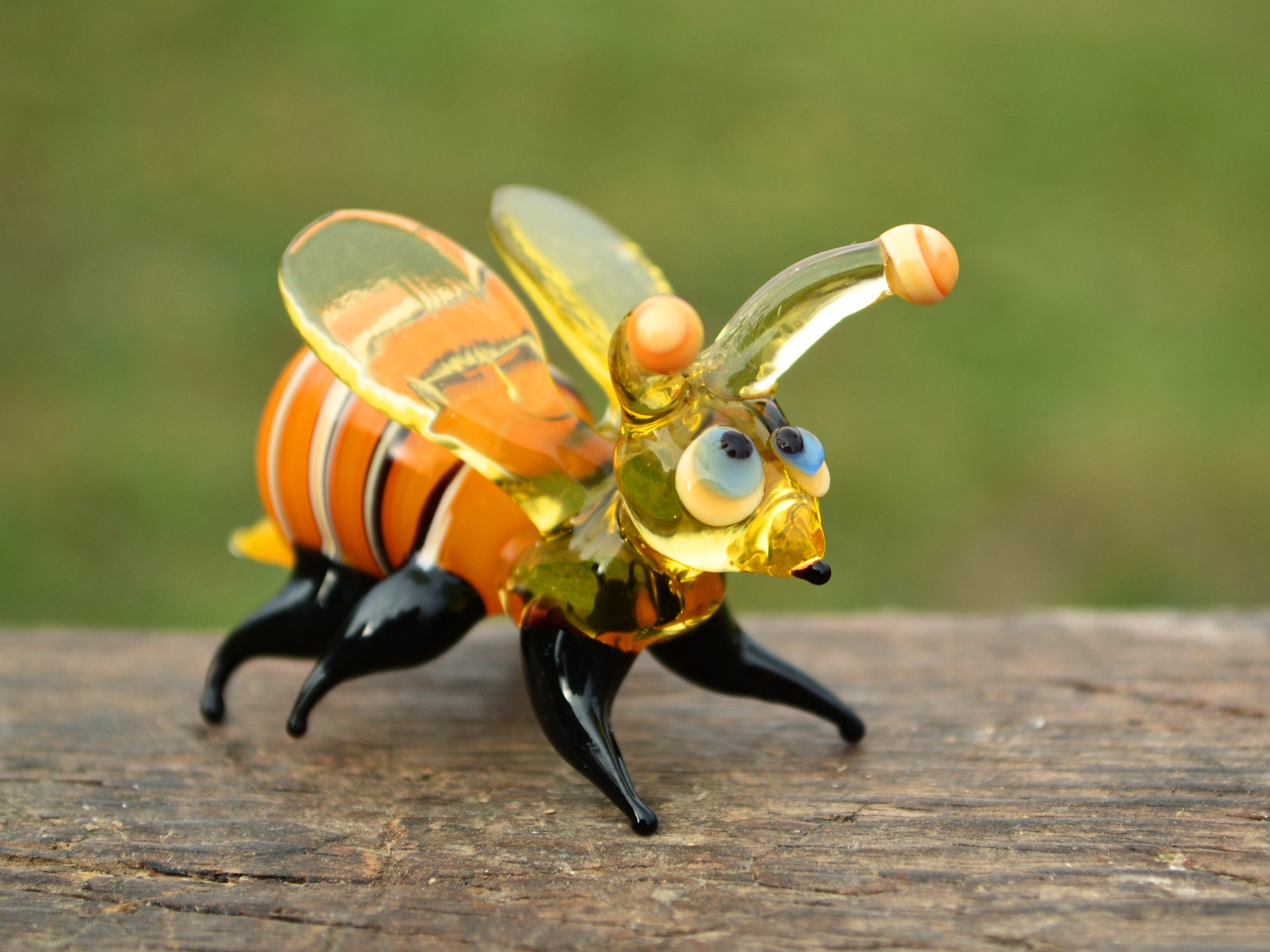 Orange Glass Bee Animal Figurines Small Miniature Sculpture | Etsy