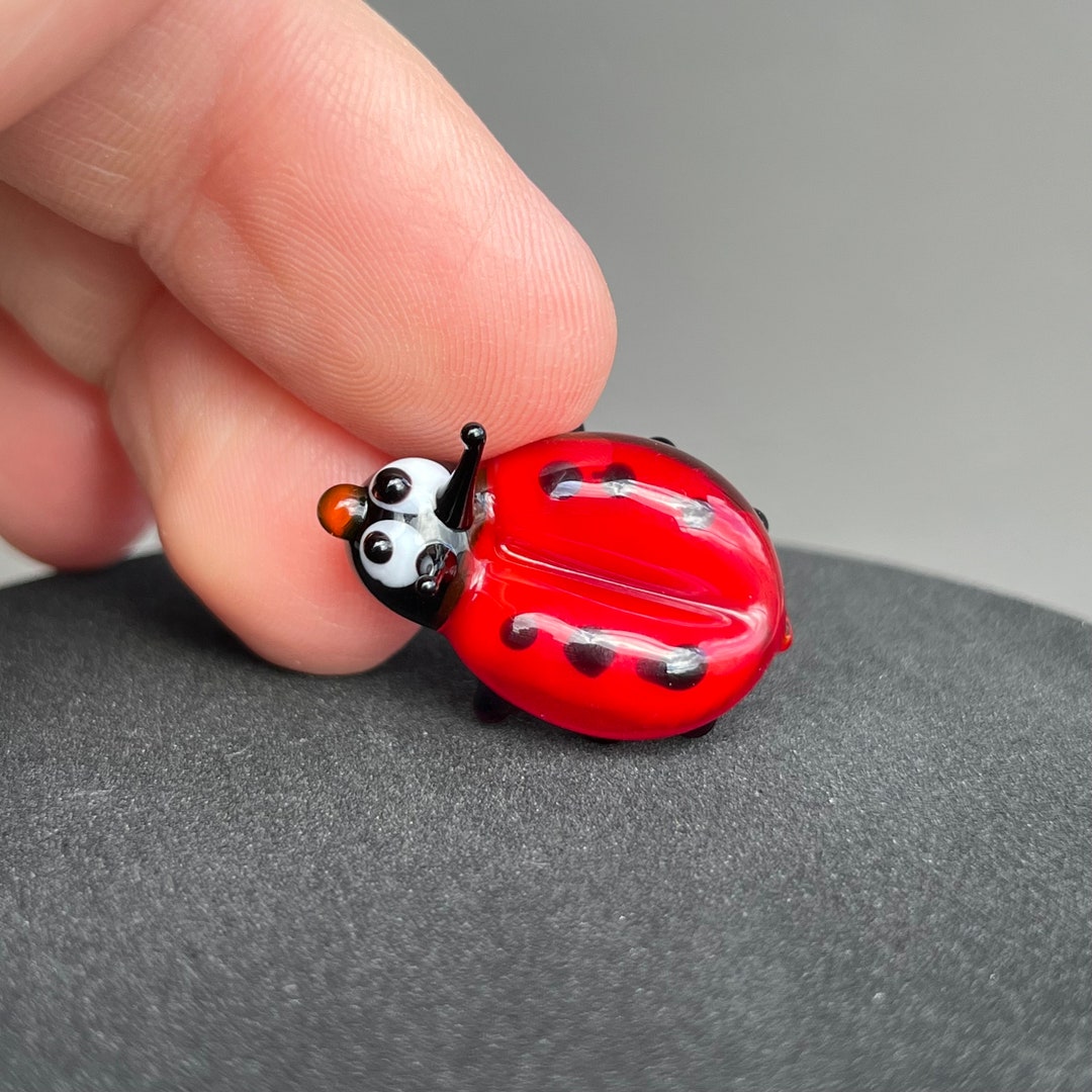 Micro Glass Ladybug Doll House Ladybug Tiny Miniature Small Red Ladybug ...