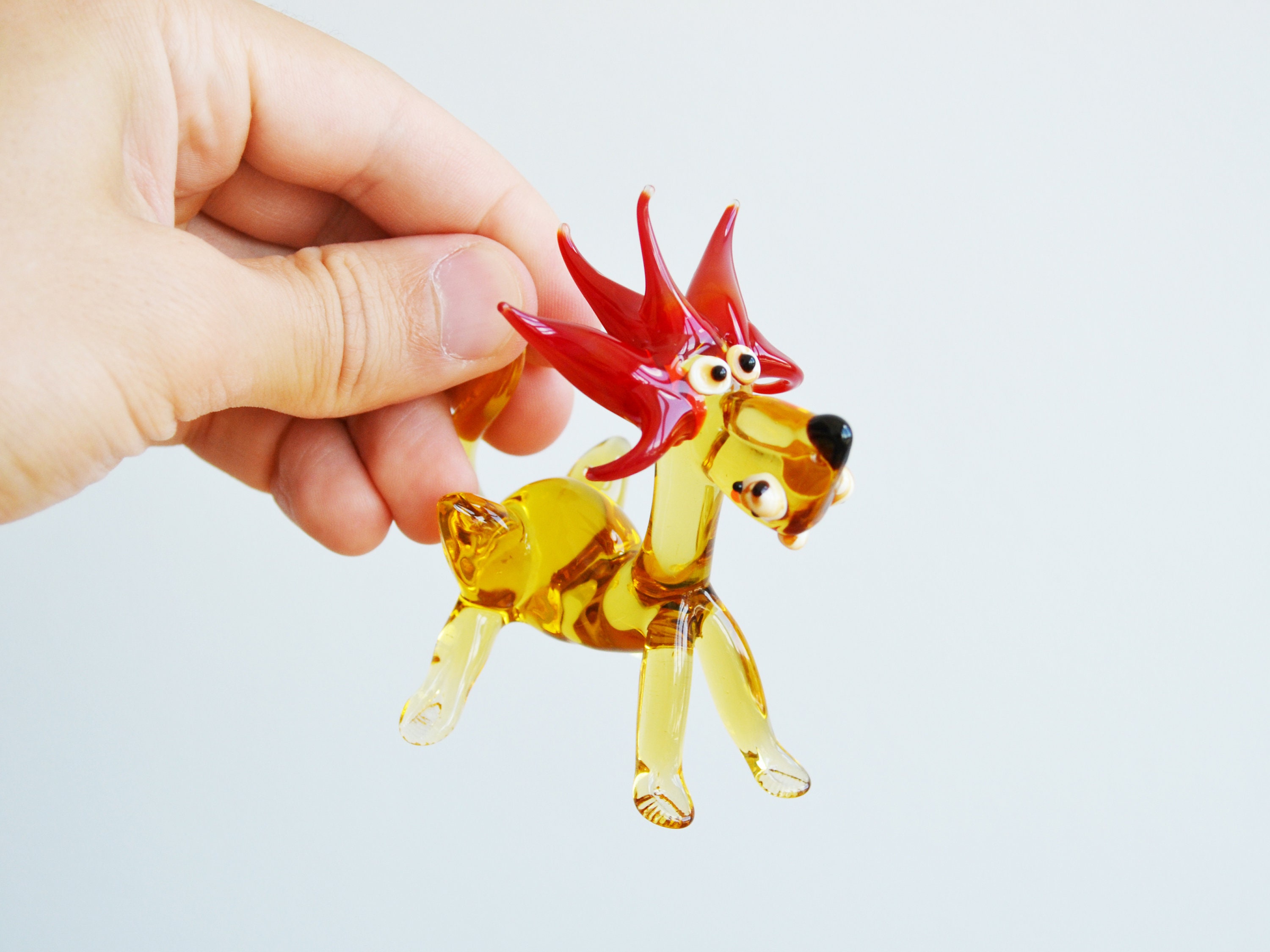 Blown Glass Lion Figurine Yellow Glass Lion Sculpture Glass - Etsy