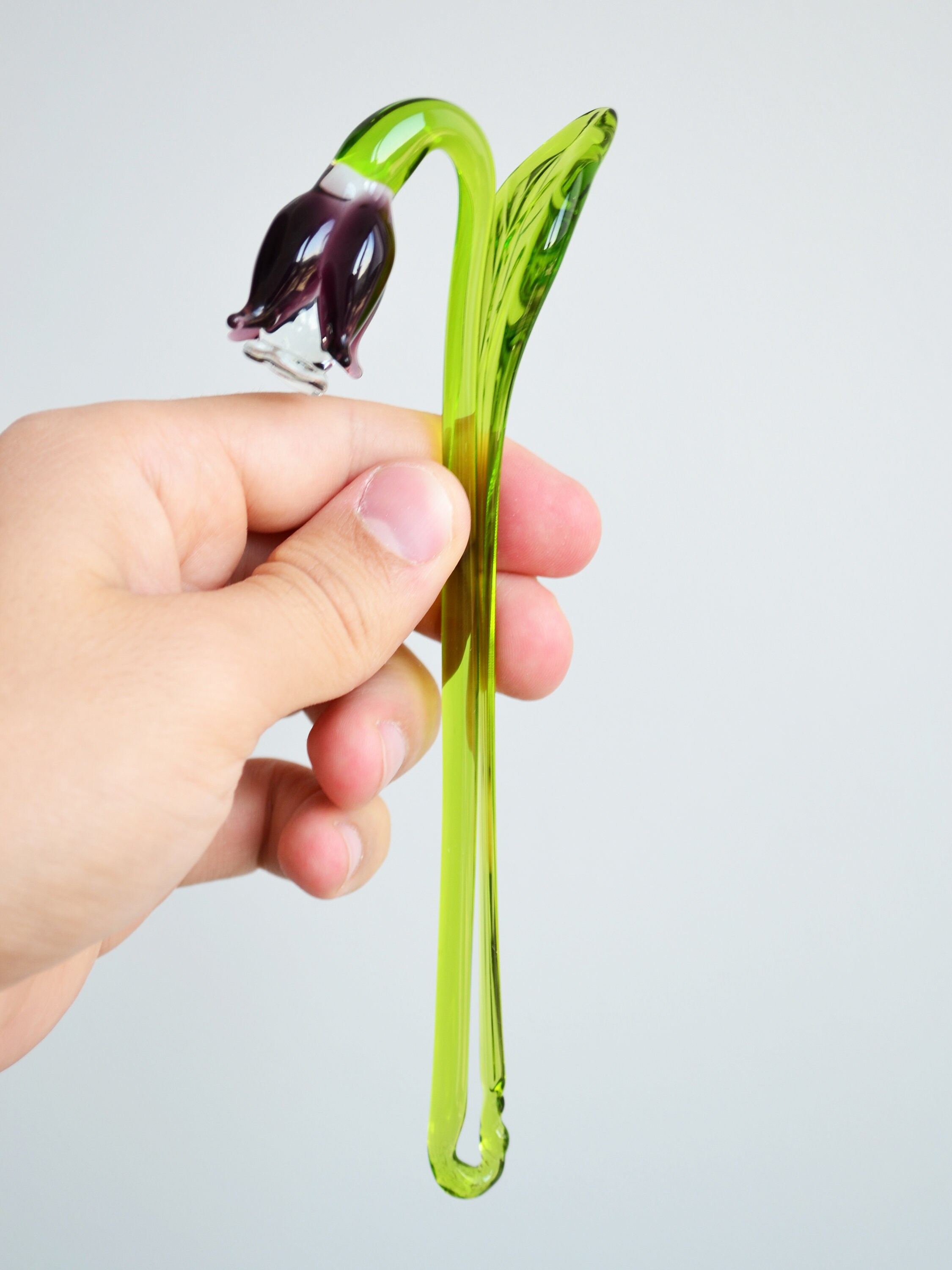 Purple Glass Bell Flowers Figurine Blown Flower Sculpture | Etsy