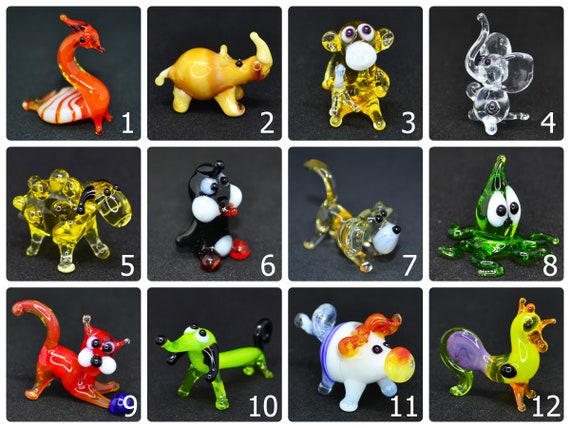 Small Glass Animals Miniature Mini Figurines Glass Animals | Etsy