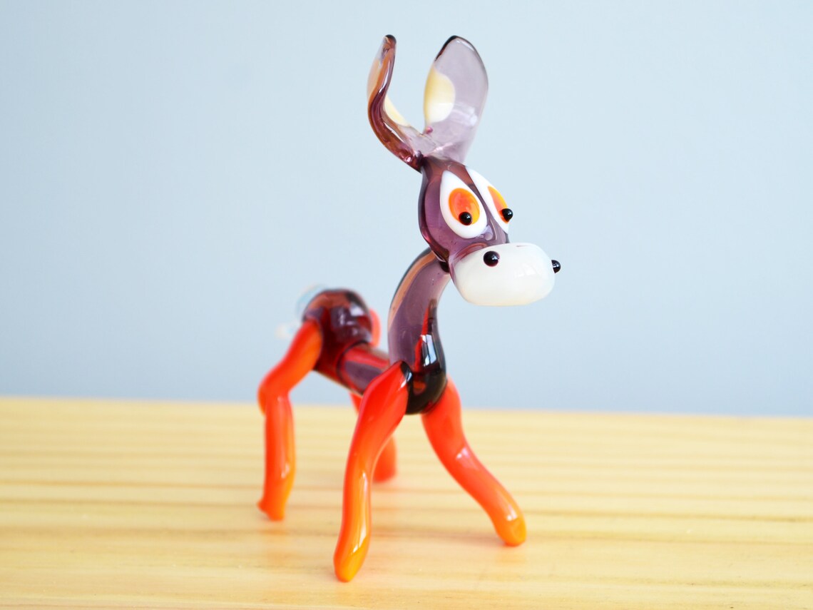 Glass Donkey Figure Animals Figurine Purple Donkey Glass Art - Etsy