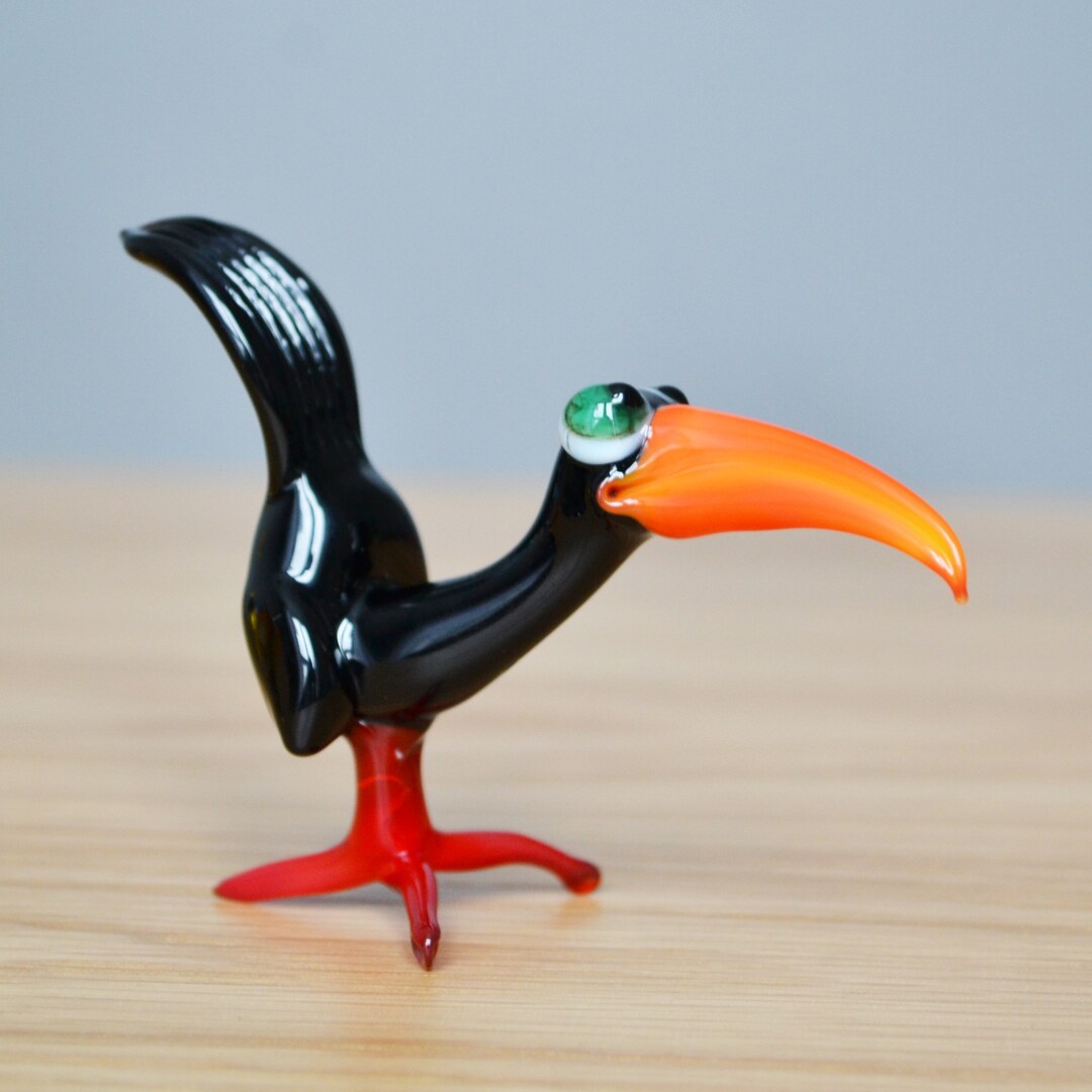 Glass Crow Figure Animals Collectible Glass Crow Miniature Art Glass ...